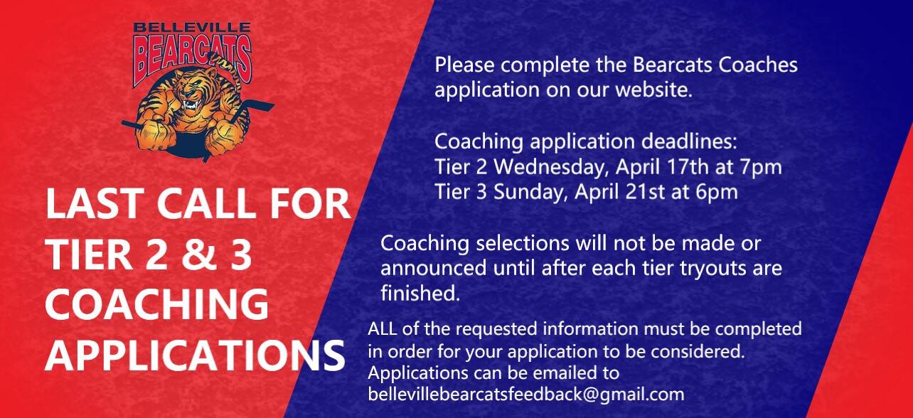 News > Last Call for Coaching Applications (Belleville Bearcats Hockey)